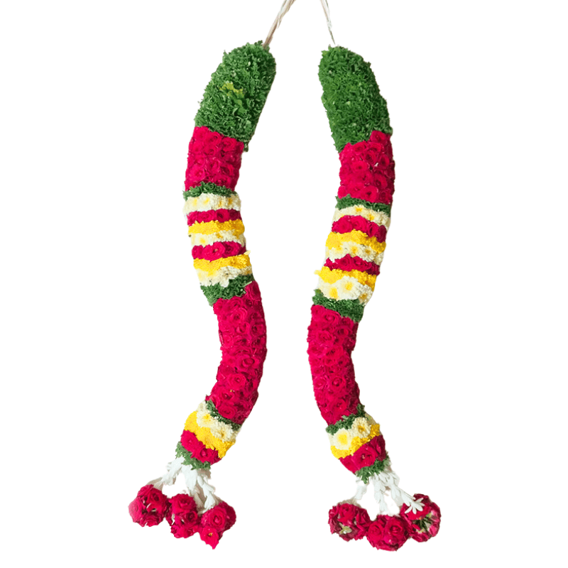 Mirable Rose Carnation Thomala – 2.5ft | Fresh Puja Thomala Garland Online