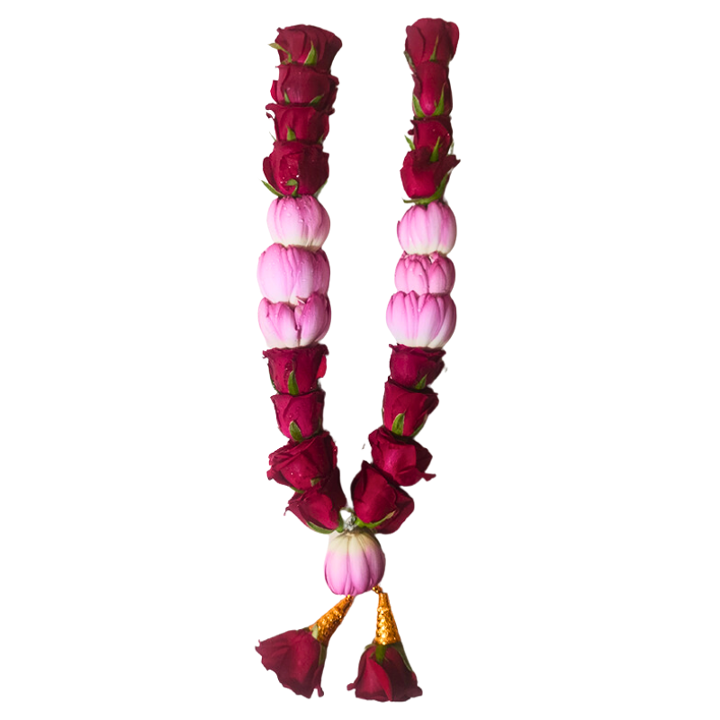 Pink Lotus & Red Rose Garland – 1.5ft | Fresh Flowers for Pooja ...