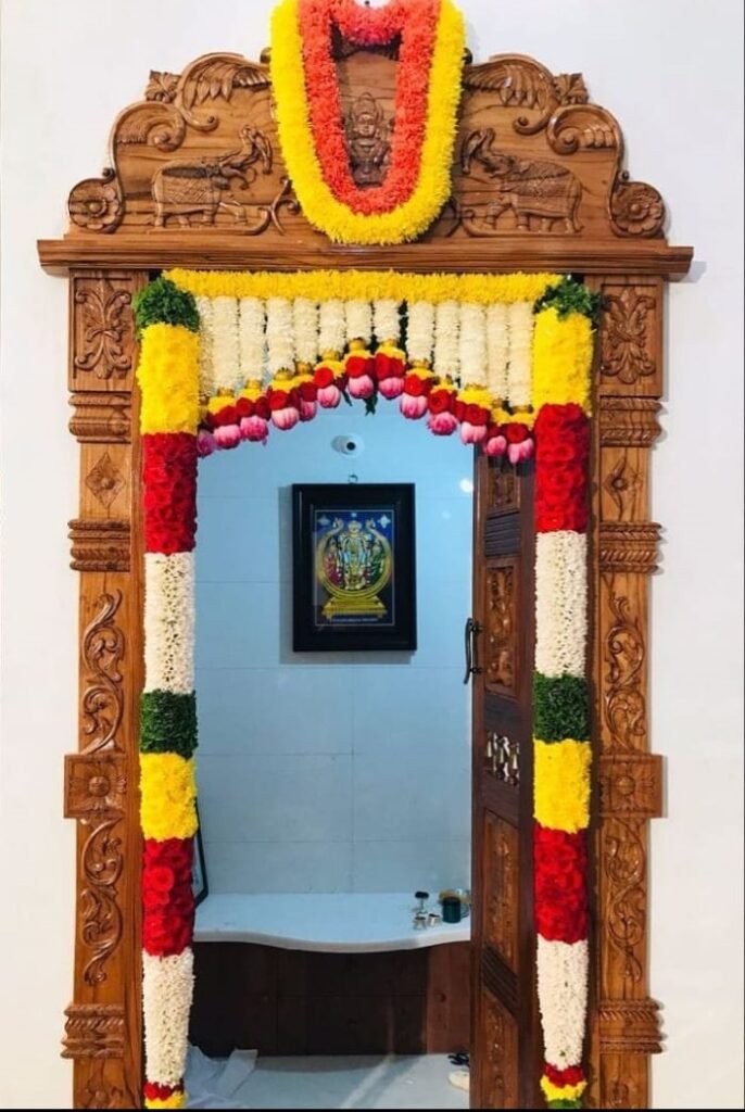 Pooja Room Thomalai – 6ft | Fresh Flower Garland for Daily Worship ...